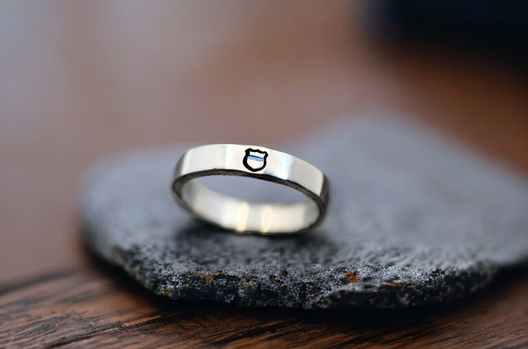 Thin Blue Line Ring, Police Badge, Stacking Ring, Police Officer ...