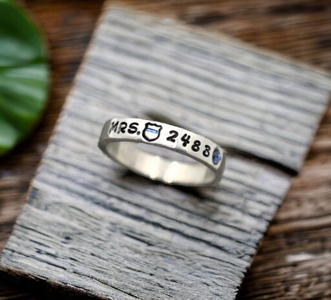 Police Wife Ring, Badge Number, Personalized, Mrs., Police Badge Ring ...