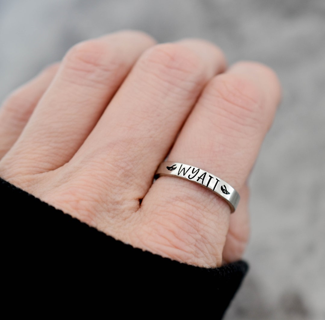 Personalized Memorial Ring, Stackable, Loss Ring, Name Ring, Angel ...