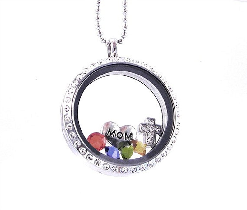 Mom Locket Crystal Floating Locket Memory Locket - Etsy