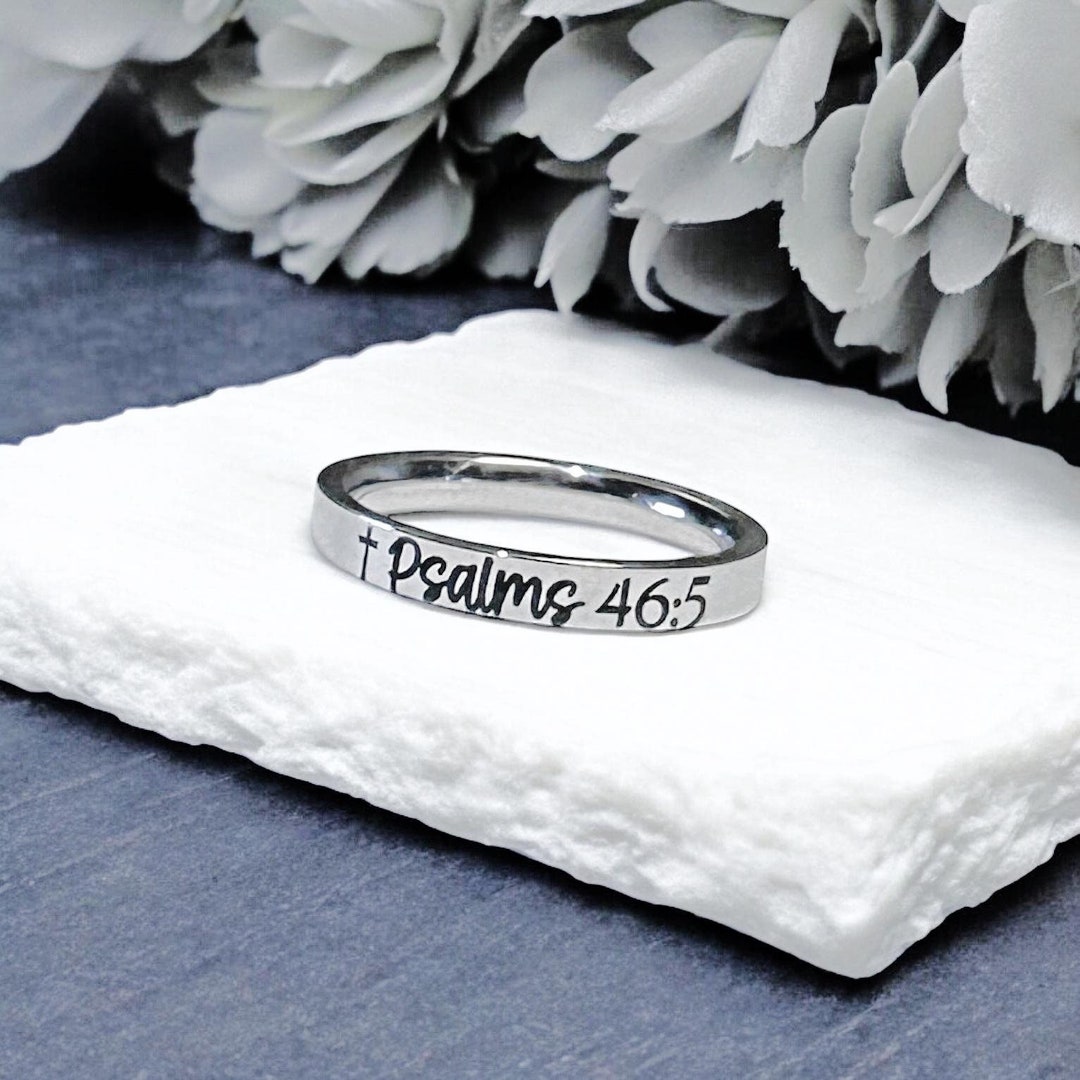Scripture Ring, Cross, Bible Verse Ring, Faith Hope, Psalms 46:5 ...