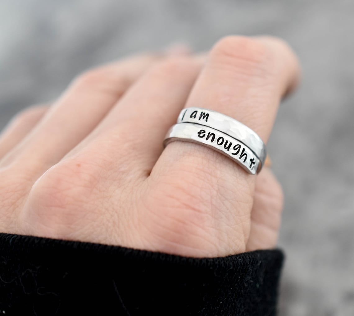 I Am Enough Stackable Ring Self Worth Cross Ring I Am | Etsy