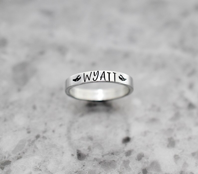 Personalized Memorial Ring Stackable Loss Ring Name Ring | Etsy