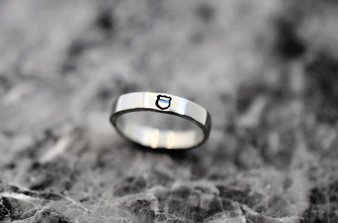 Thin Blue Line Ring Police Badge Stacking Ring Police - Etsy