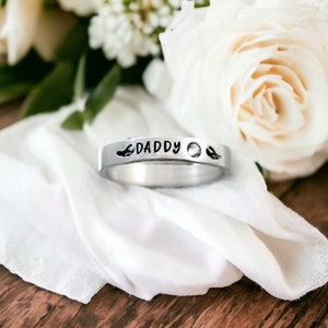 Stacking Ring, Loss of Dad Memorial Ring, Winged Name Ring, Name ...