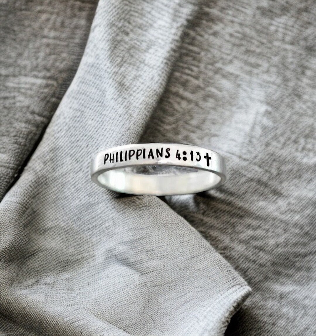 Bible Verse Ring, Christian Jewelry, Scripture Ring, Cross Ring, Faith ...
