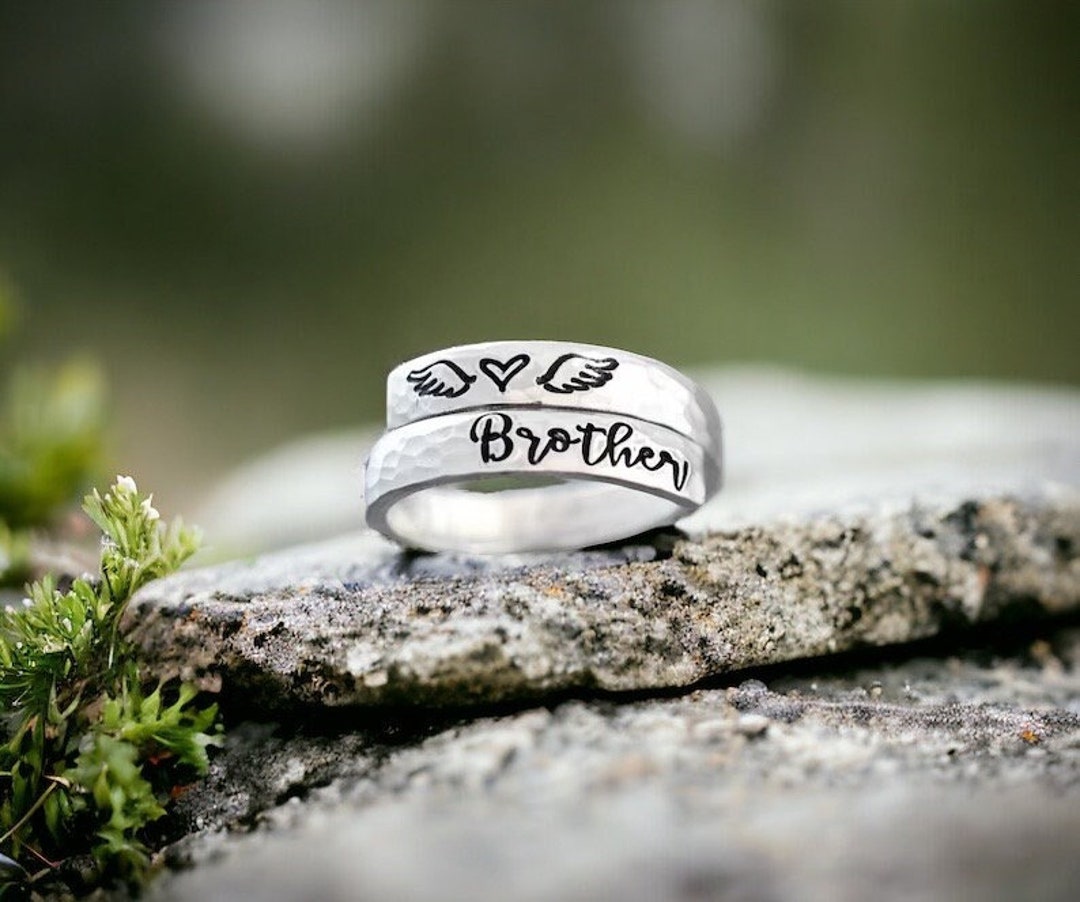 Personalized Memorial Ring, Brother, Adjustable Wrap Ring, Name Ring ...