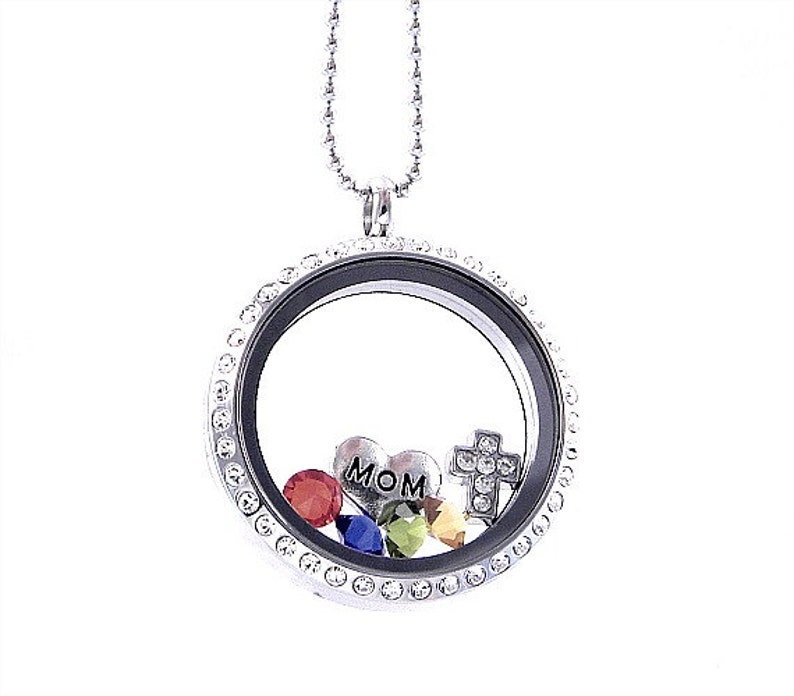 Mom Locket Crystal Floating Locket Memory Locket - Etsy