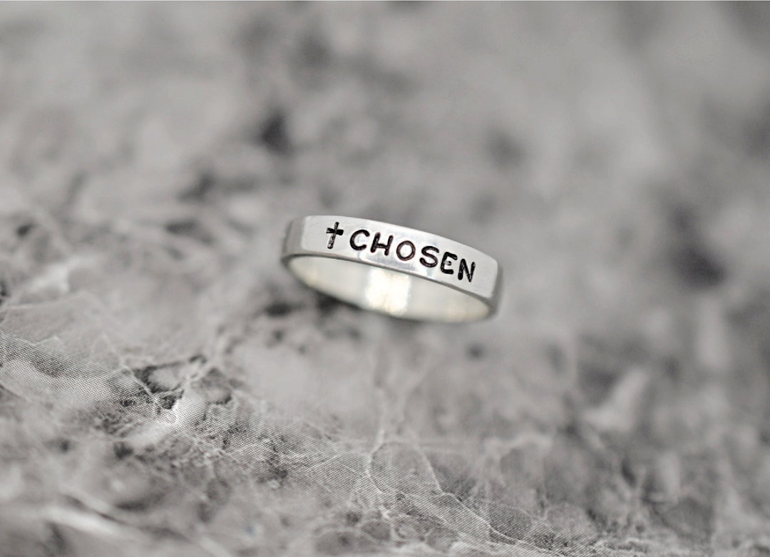 Custom Word Ring, Chosen, Christian Ring, Cross, 1 Peter 2:9 ...