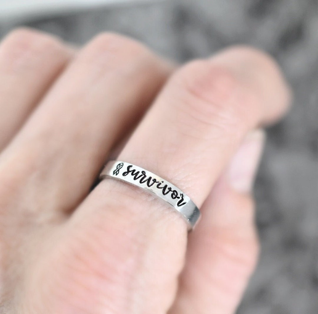 Personalized Survivor Ring, Cancer, Survivor, Warrior, Pink, Ribbon ...