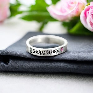 Cancer Survivor Ring, Awareness Ribbon, Warrior, Pink, Support Ring ...