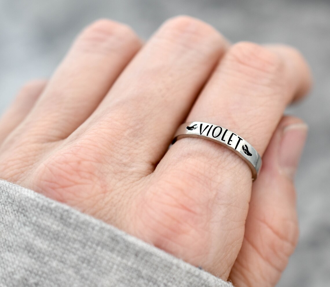 Personalized Memorial Ring Stackable Loss Ring Name Ring | Etsy