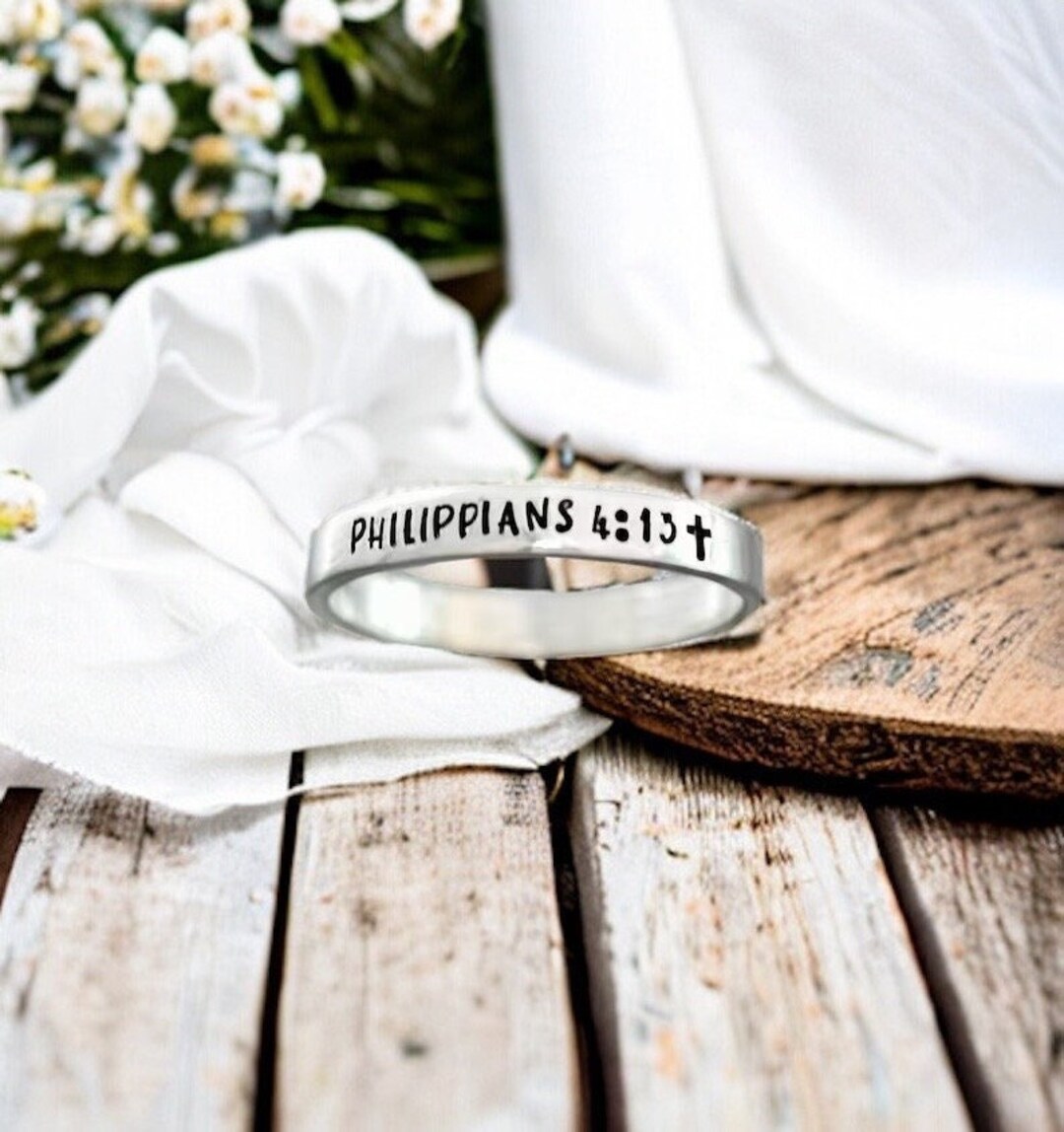Bible Scripture Ring, Cross Ring, Bible Verse Ring, Faith Ring ...