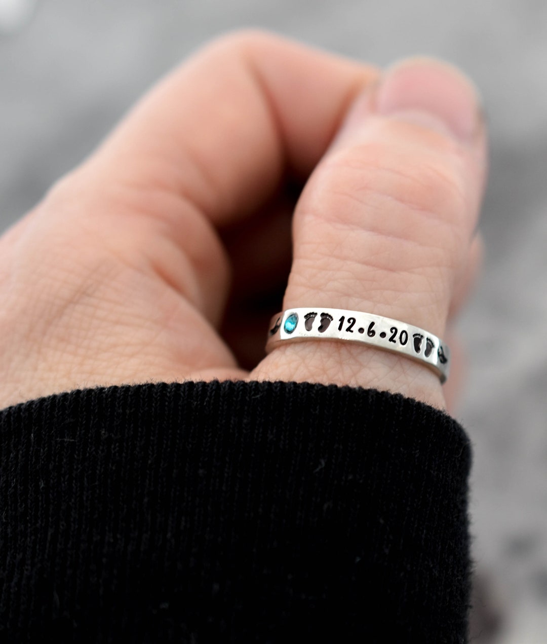 Personalized Memorial Ring, Twins, Name Date Ring, Baby Feet, Angel ...