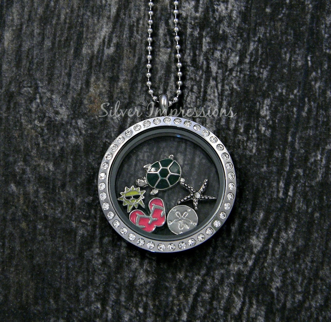 Beach Locket Necklace - Floating Locket - Memory Locket - Hand Stamped ...