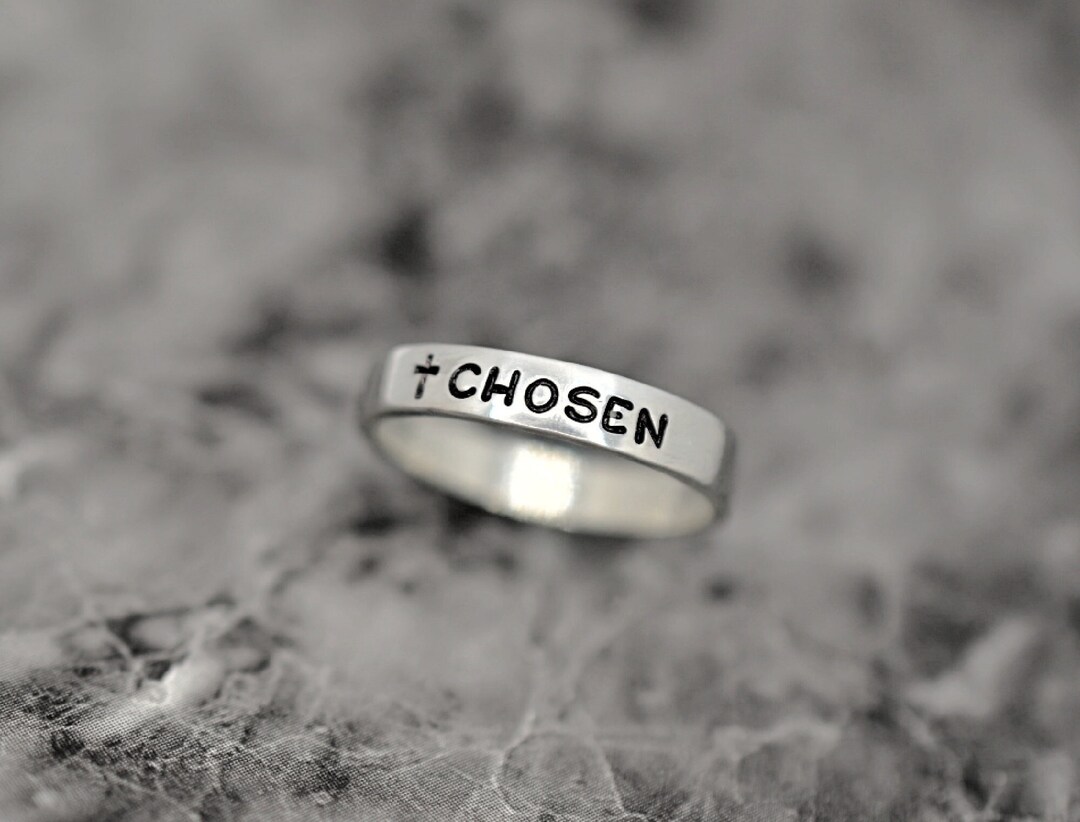 Christian Ring, Chosen, Cross, Custom Word Ring, 1 Peter 2:9 ...