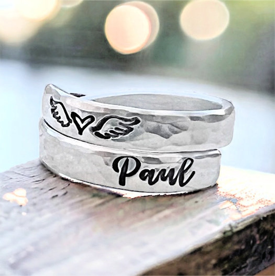 Loss Ring, Personalized, Loss of Loved One, Adjustable Wrap Ring, Name ...