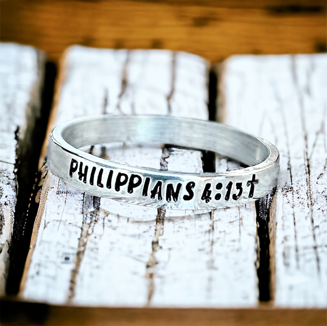 Scripture Ring, Cross Ring, Bible Verse Ring, Faith Ring, Philippians 4 ...