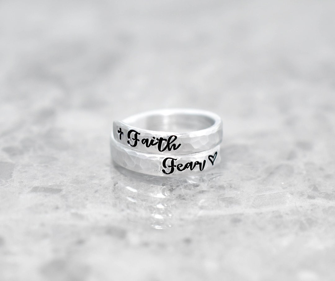 Faith Over Fear Jewelry, Cross Ring, Inspirational Motivational Jewelry ...