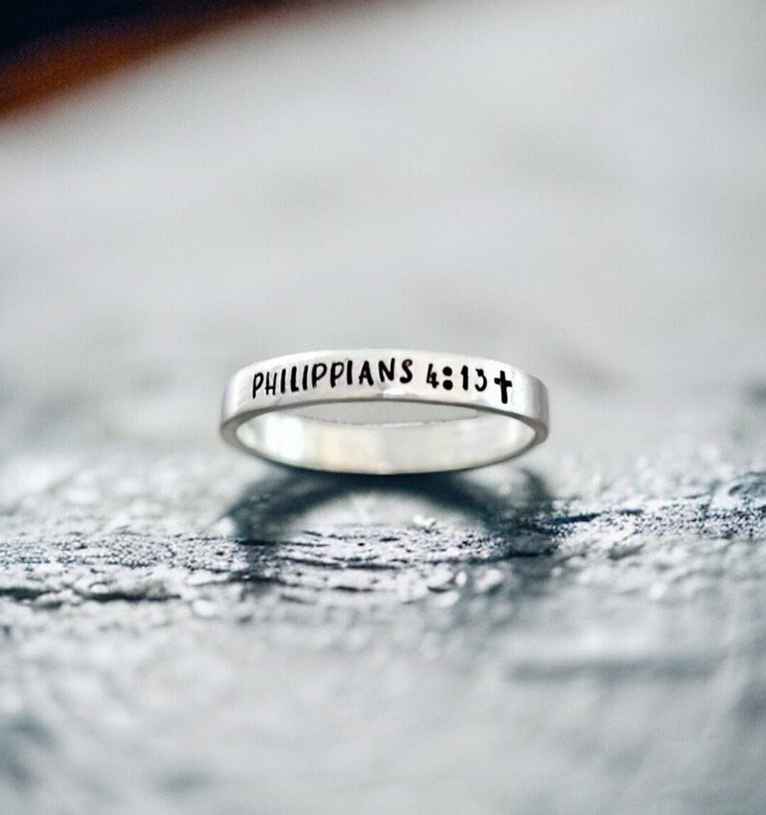 Scripture Ring, Cross Ring, Bible Verse Ring, Faith Ring, Philippians 4 ...