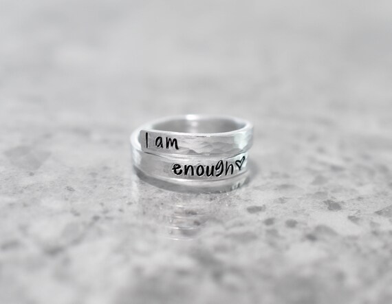 I Am Enough Ring Stackable Self Worth I Am Enough Jewelry | Etsy