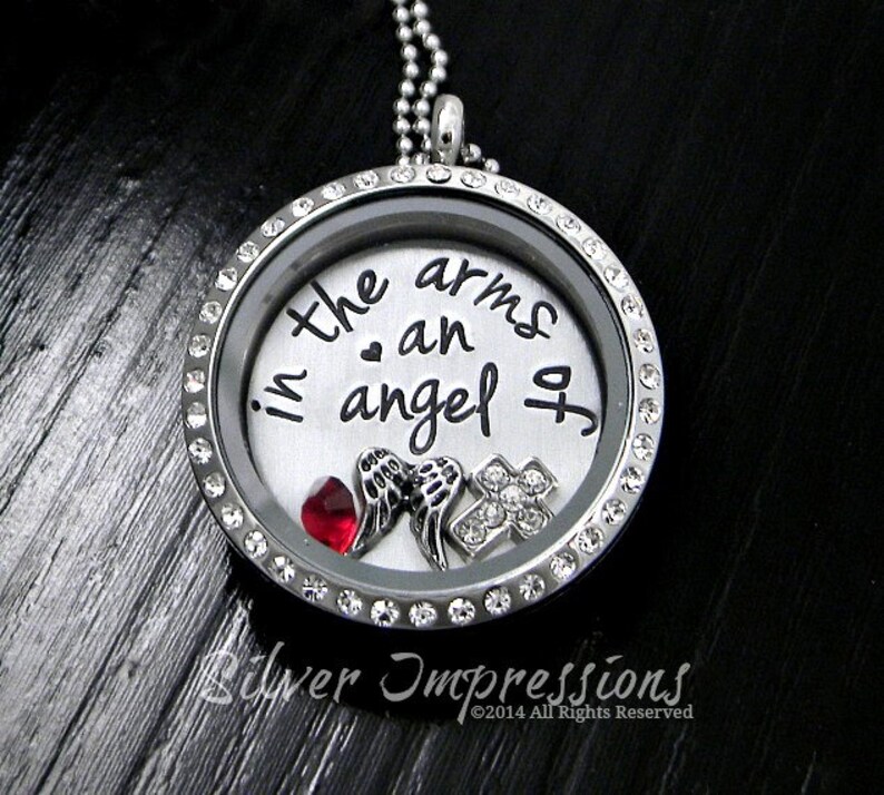 Floating Locket memrory Locket in the Arms of an Angel - Etsy
