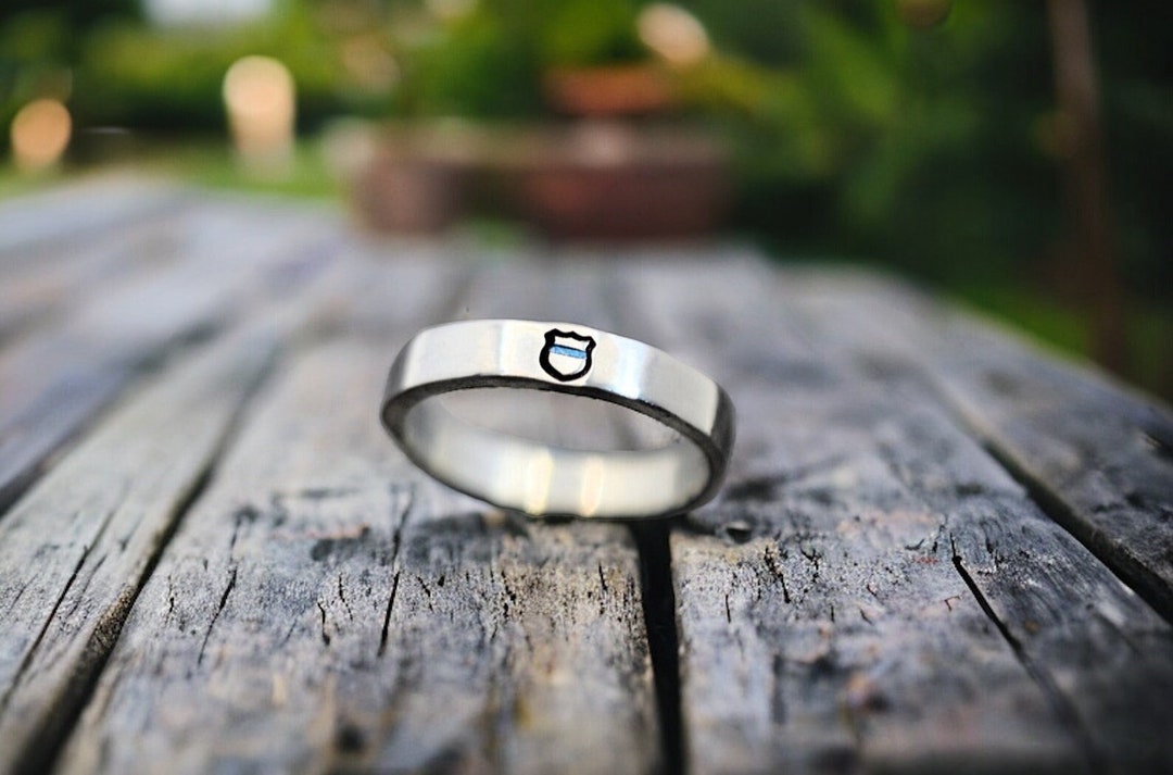 Police Badge Ring, Thin Blue Line Ring, Stacking Ring, Police Officer ...