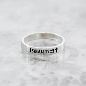 Cross Ring, Bible Verse Scripture Ring, Faith Ring, Skinny Stacking ...