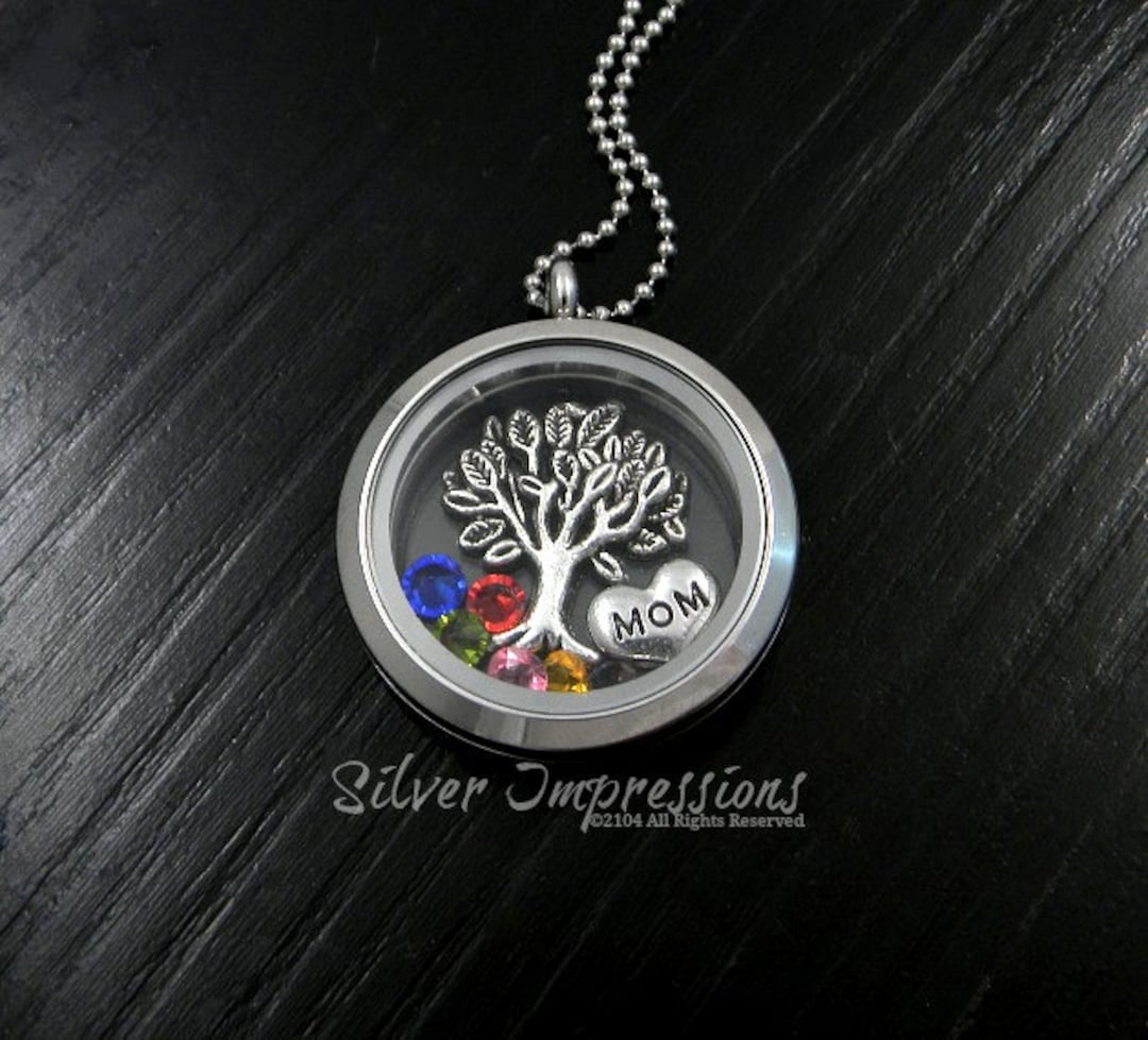 Floating Family Tree Floating Locket - Personalized Memory Locket - Mom ...