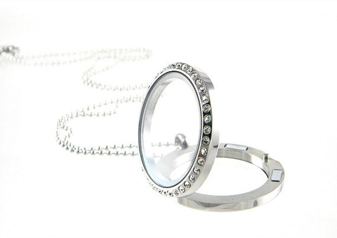 Crystal Glass Floating Locket – Stainless Steel Memory Locket - Etsy
