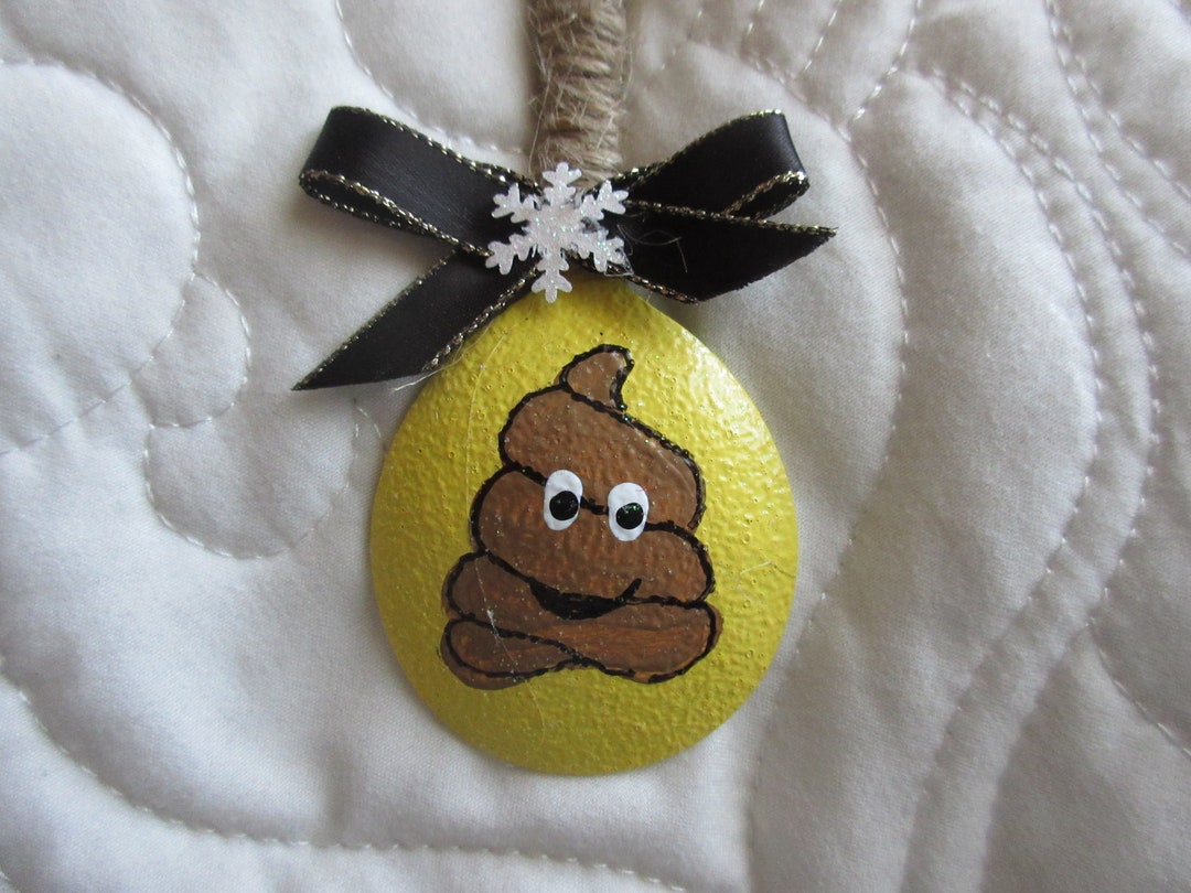 Hand Painted Emoji Poop Spoon Christmas Ornament Bullion Holiday Gift ...