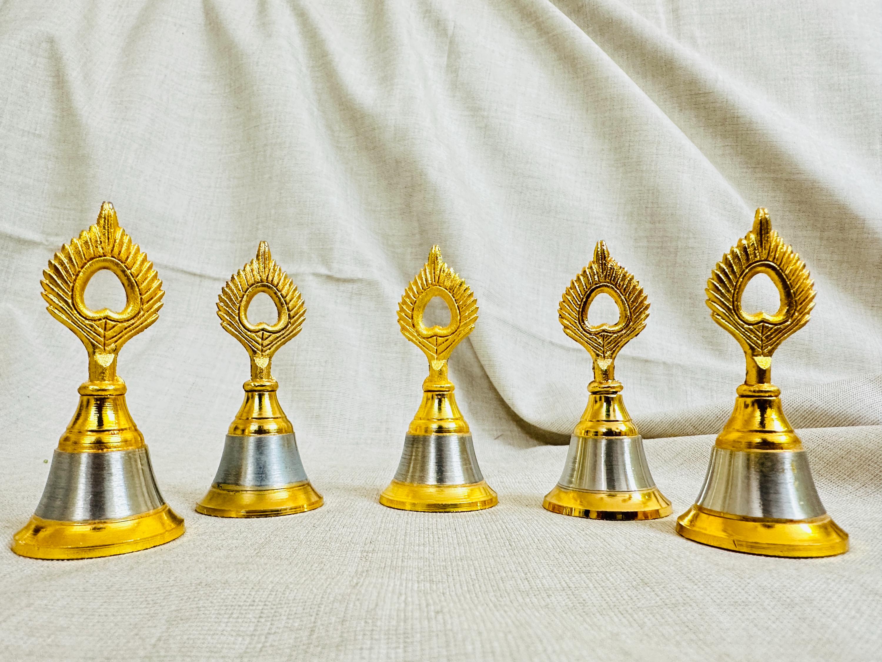 Mini Wedding Bells: Gold & Silver Phera Bells With Peacock Feather - Etsy