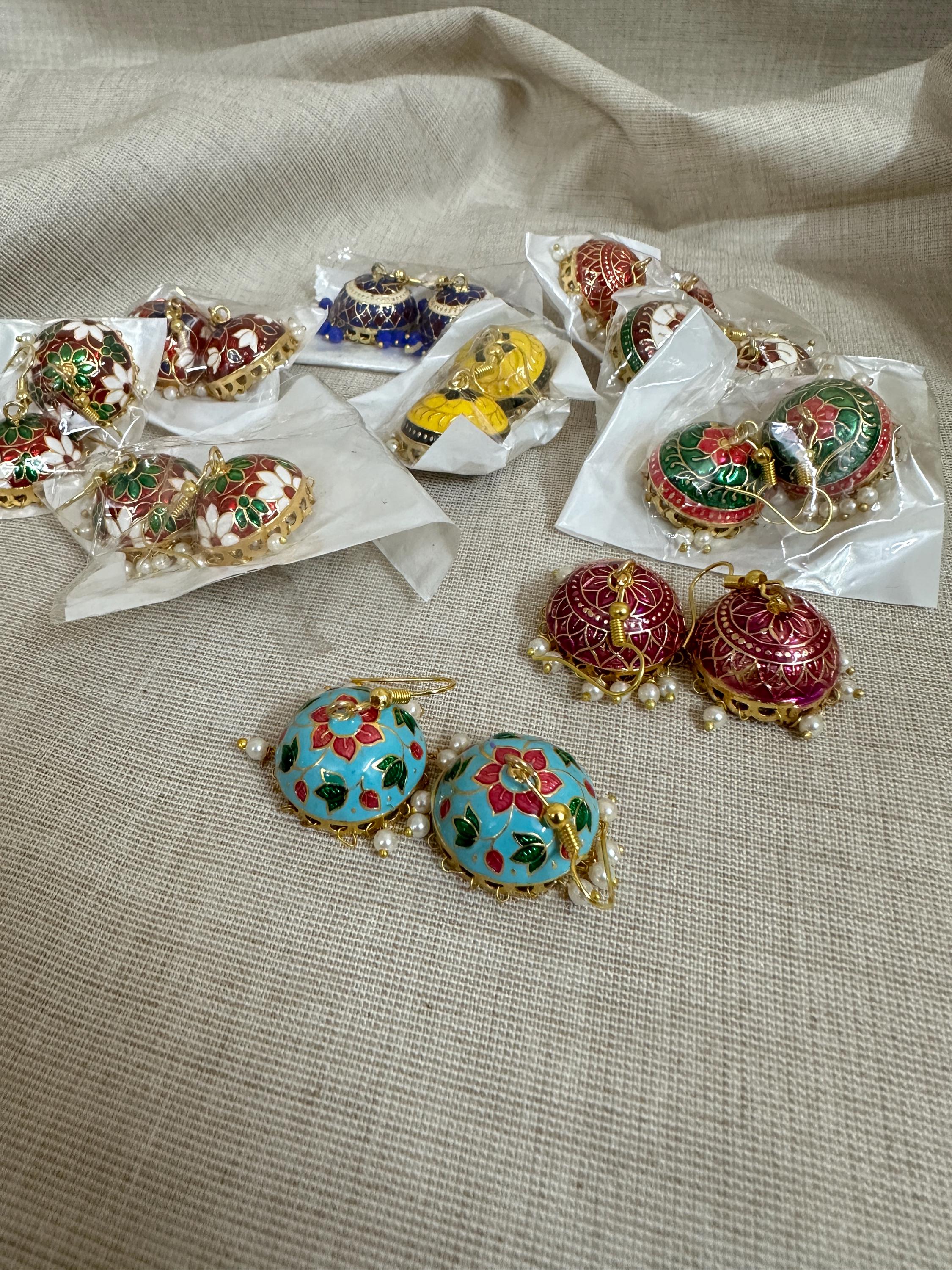 Assorted Lot of 100 Meenakari Jhumki Earrings, Wedding Favors, Mehndi ...