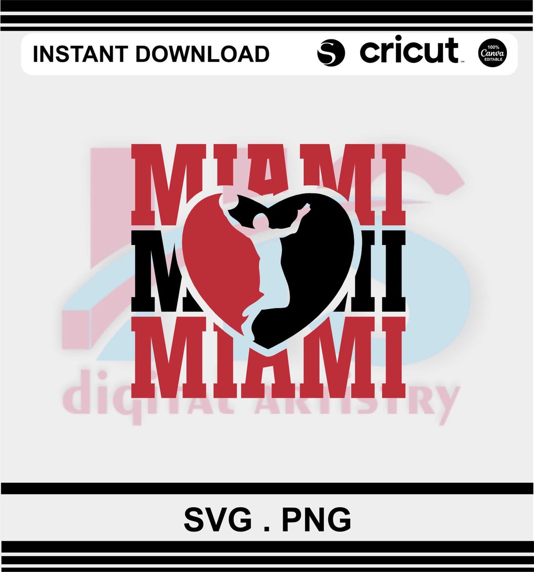 Miami Basketball Heart SVG PNG | Heat Fan Sublimation Digital File ...