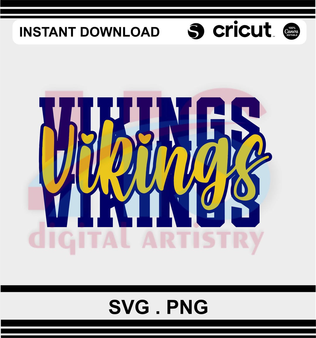 Vikings Football PNG SVG: Heart Logo T-shirt Sublimation (digital ...