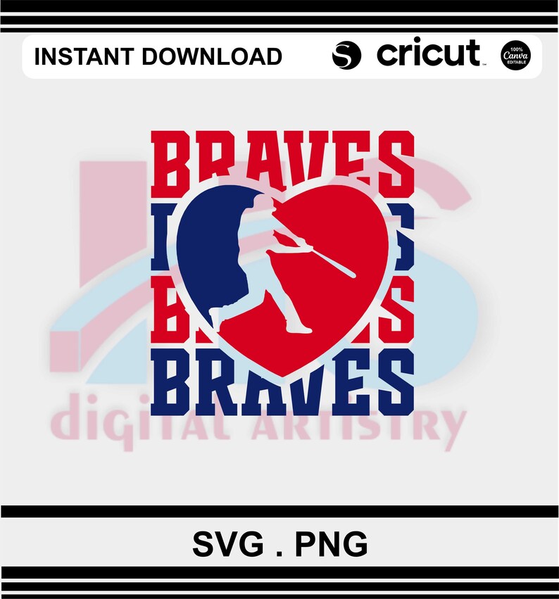 Braves Baseball Team Heart SVG Png|atlanta Fan Sublimation Digital File ...