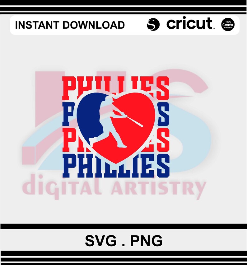 Phillies Baseball Heart PNG & SVG: Fan Art Shirt Design (digital ...