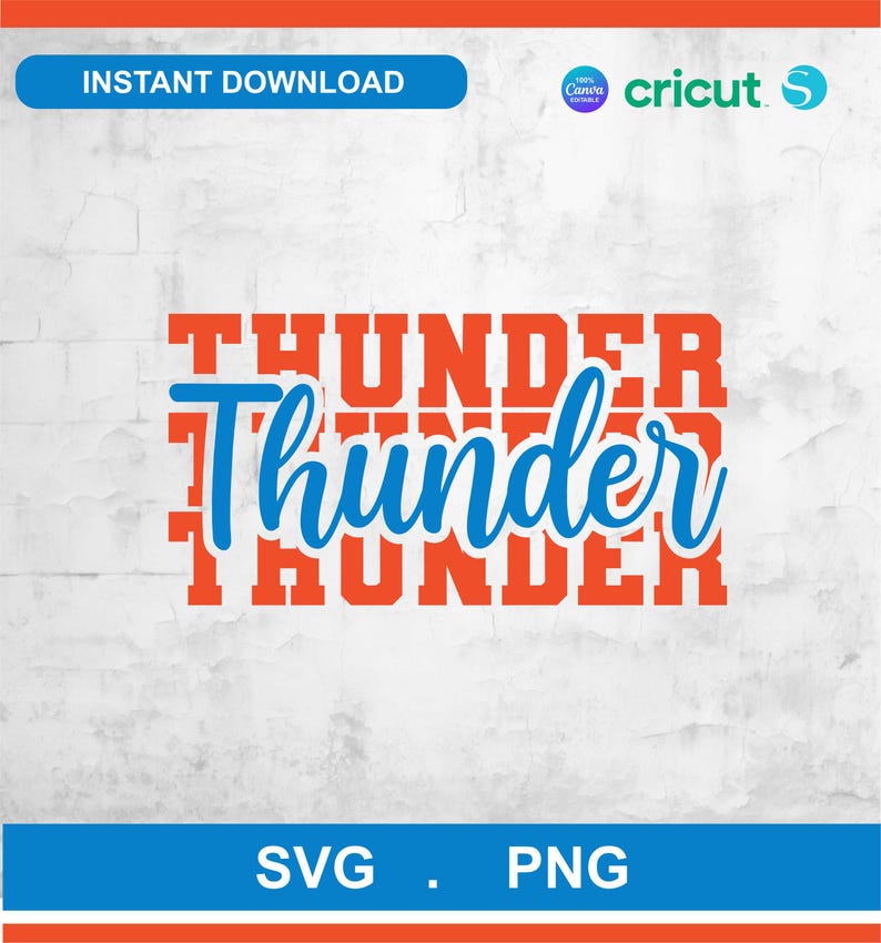 Thunder Basketball PNG: & SVG T-shirt Sublimation Typography Fan Art ...
