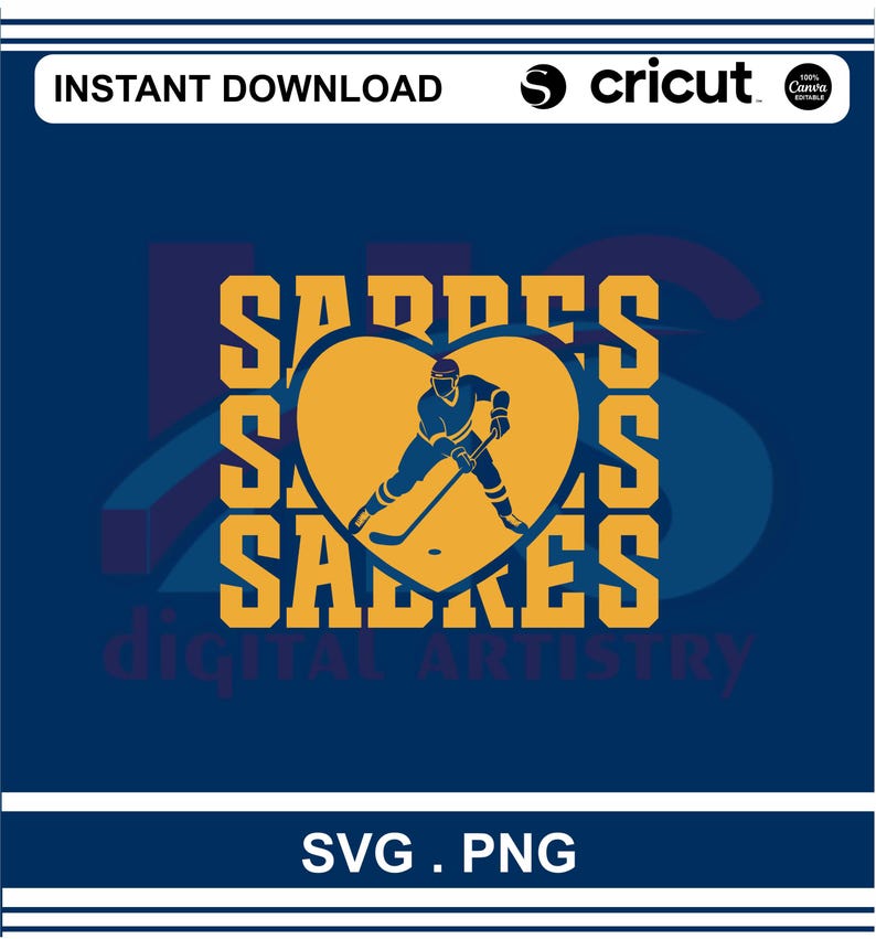 Sabres Hockey Heart PNG SVG: Game Day Gear, Fan Art Cut File (digital ...