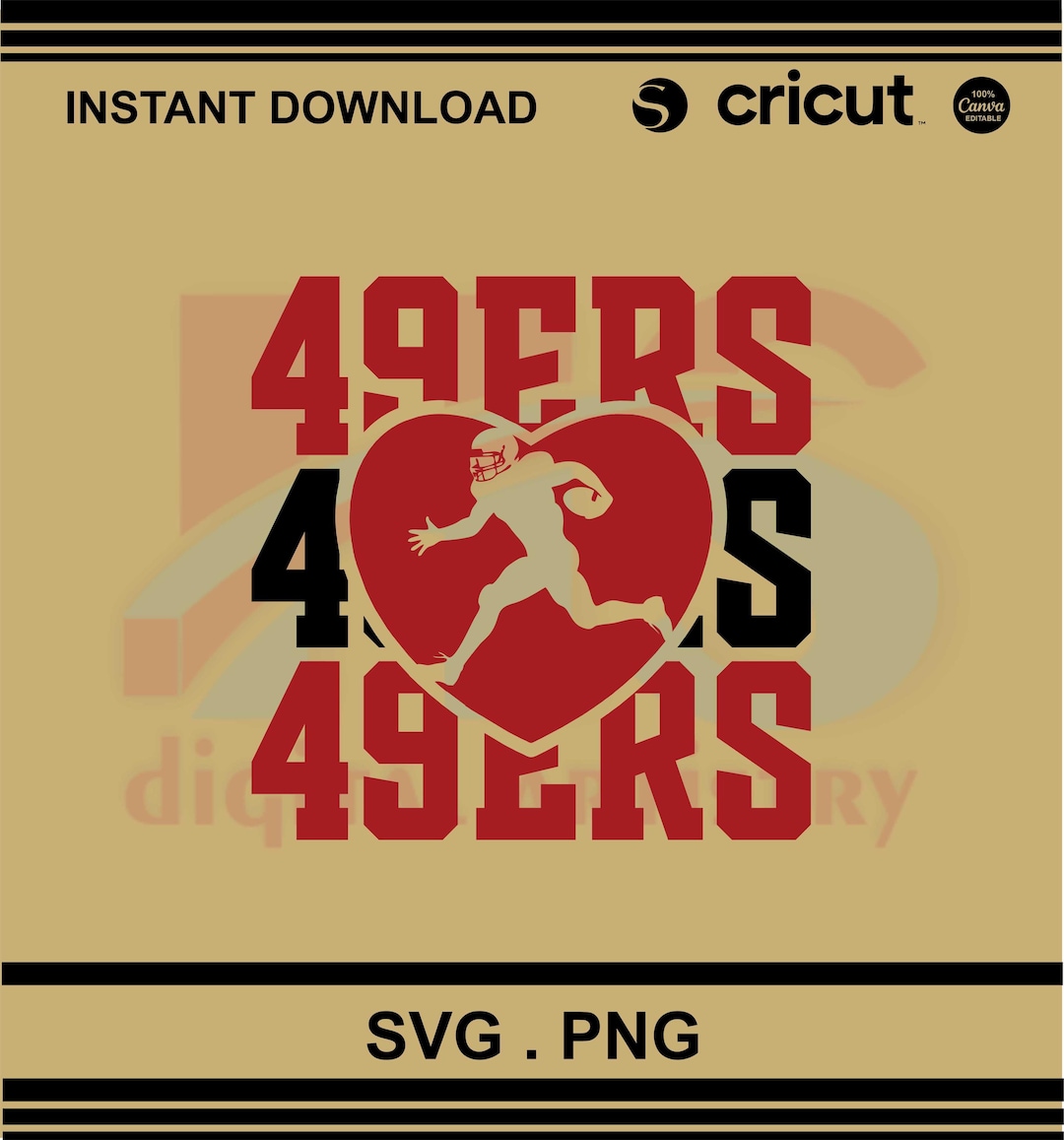 49ers Football Heart SVG: San Francisco Game Day Cut File (digital ...