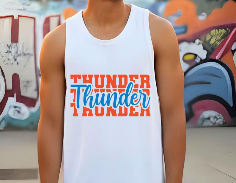 Thunder Basketball PNG: & SVG T-shirt Sublimation Typography Fan Art ...