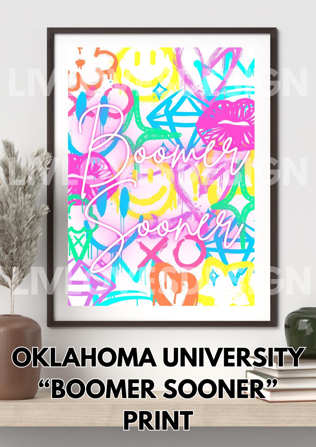 Neon OU Boomer Sooner Graffiti Print - Etsy