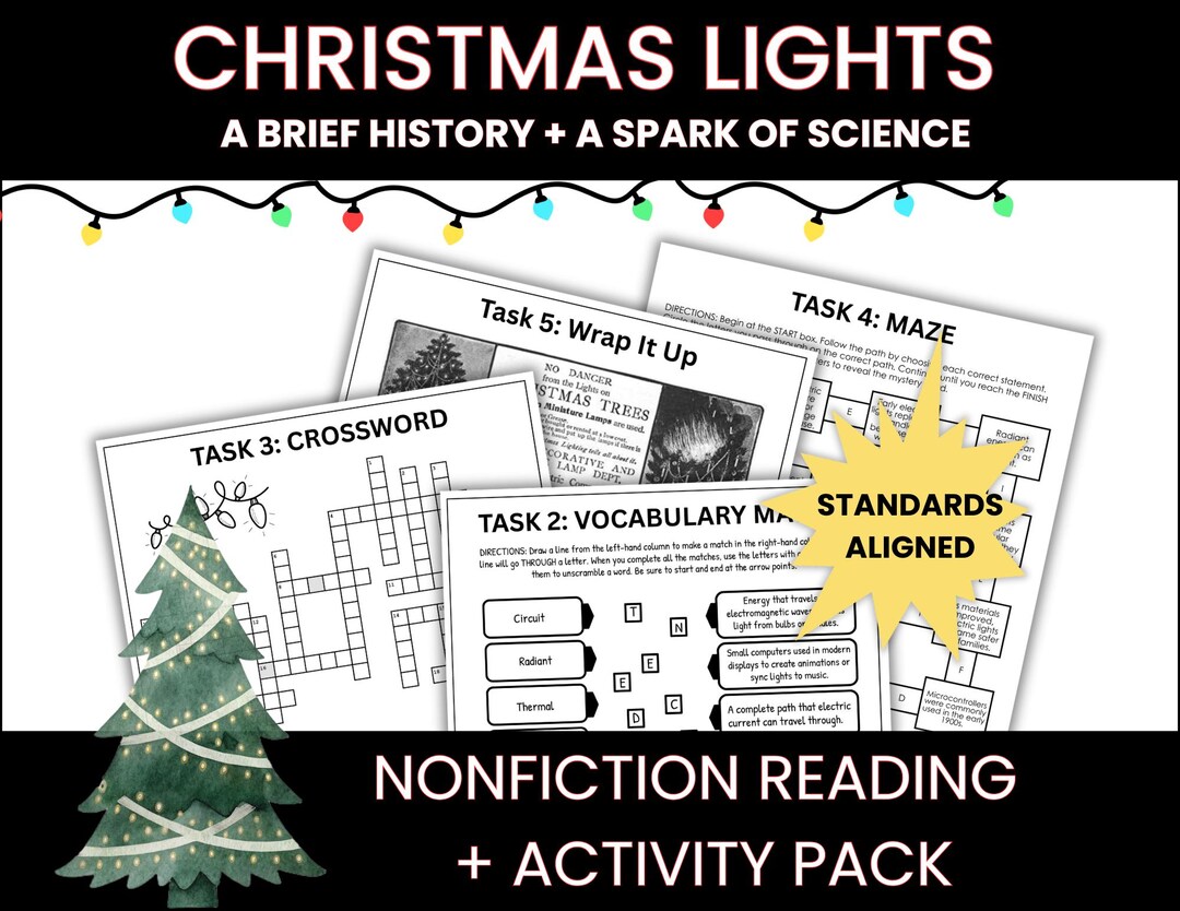 Christmas Lights Reading & Activity Pack | STEM Christmas Worksheets ...