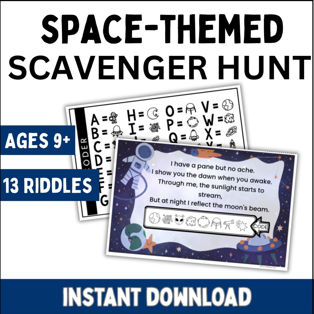 Space Scavenger Hunt | Printable Riddles & Decoder (digital Download ...
