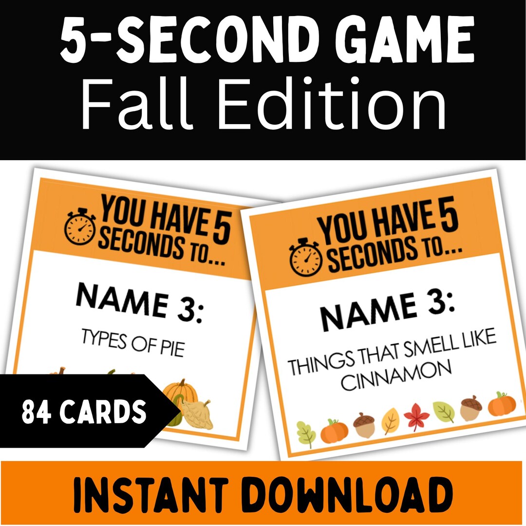 Conversation Cards for Families, Fall Themed 5 Second Rule, Printable ...
