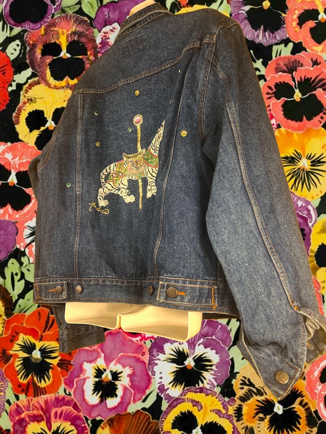 Tiger Talisman Denim Jacket – Bejeweled Embroidered Statement Piece - Etsy