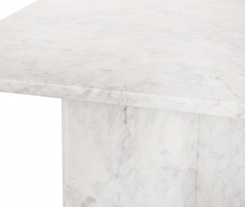 Handcrafted White Marble Dining Table: Modern Sculptural Base - Etsy