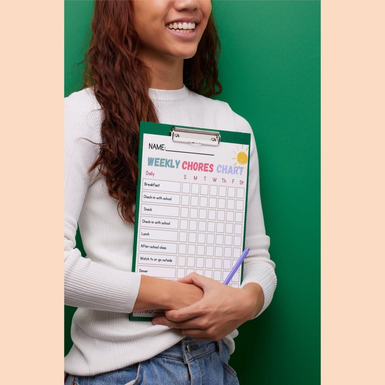 Editable Kids Chore Chart: Printable Weekly Checklist (PDF Template, 8 ...