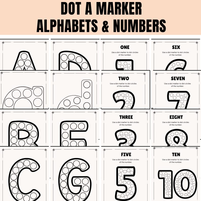Do a Dot Alphabet & Numbers Printable Worksheets, Do a Dot Activity ...