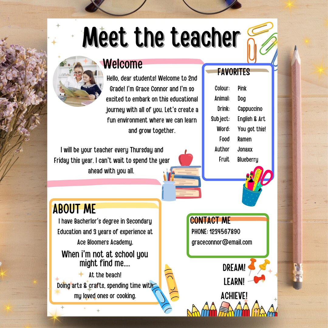 Meet the Teacher Editable Template, Back to School Canva Template, Boho ...